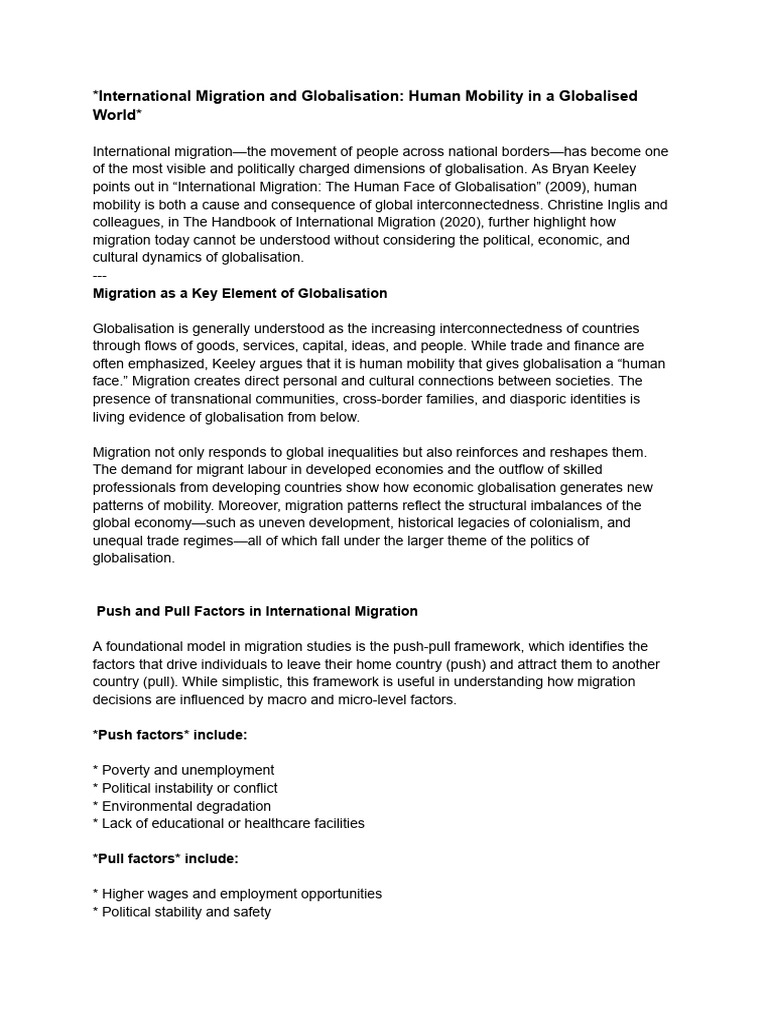 Globalisation and International Migration | PDF | Human Migration ...