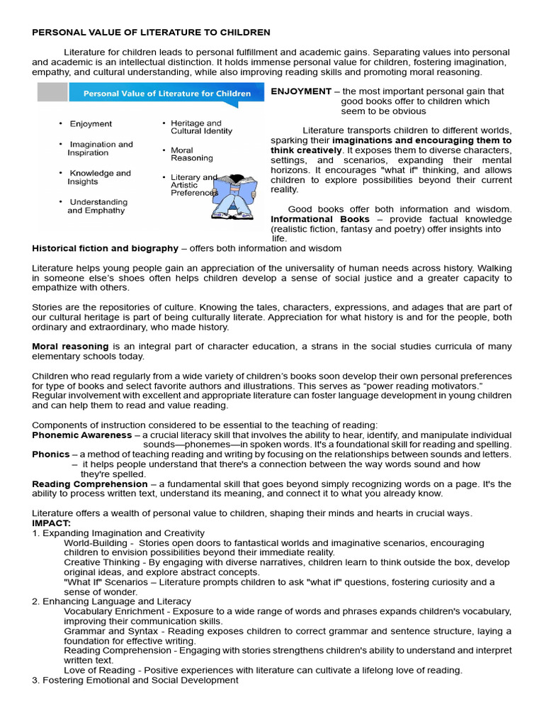 Personal Value of Children's Literature | PDF | Human Communication ...