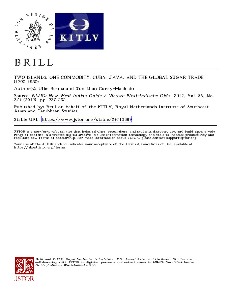 Bosma TWOISLANDSONE 2012 | PDF | Slavery | Cuba