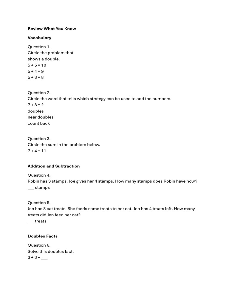 Topic 3 - Addition Facts To 20 | PDF | Circle