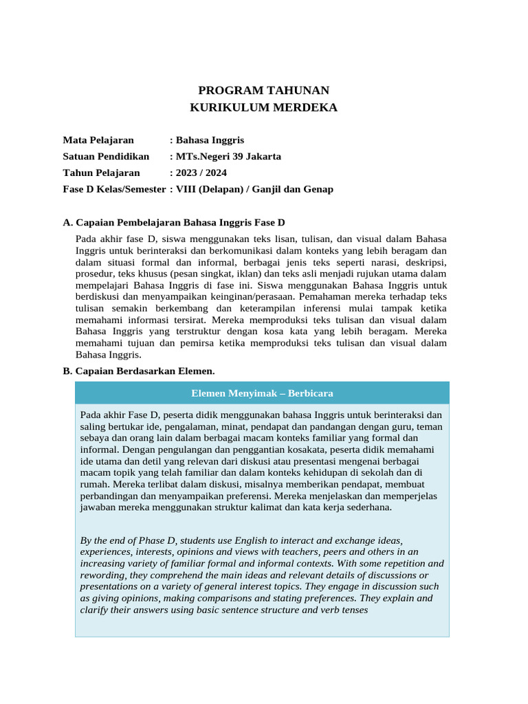 5. PROTA KURIKULUM MERDEKA | PDF