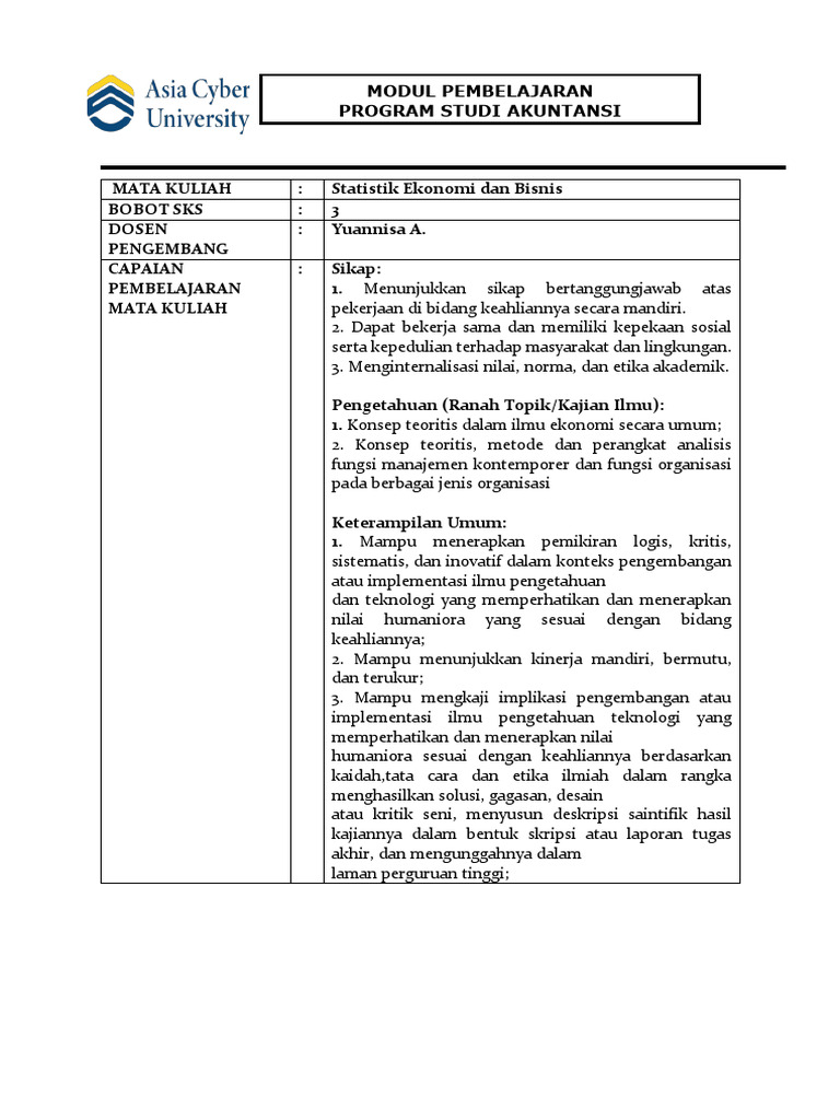 Modul Statistik Ekonomi Dan Bisnis | PDF