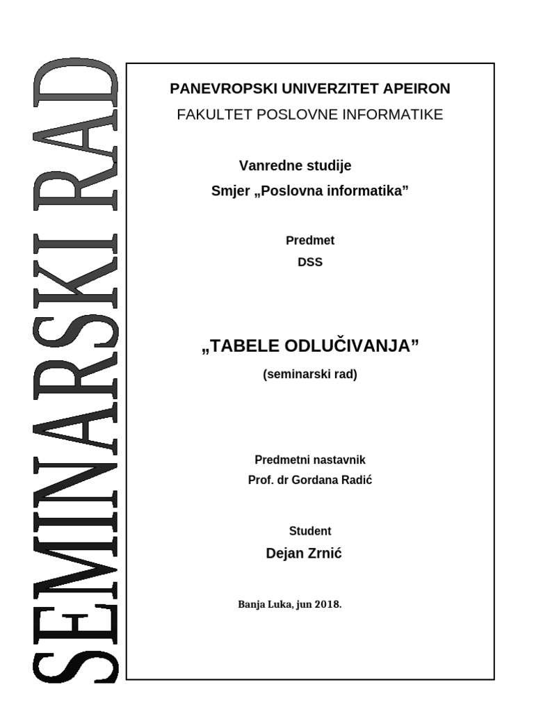 Seminarski Rad DSS | PDF