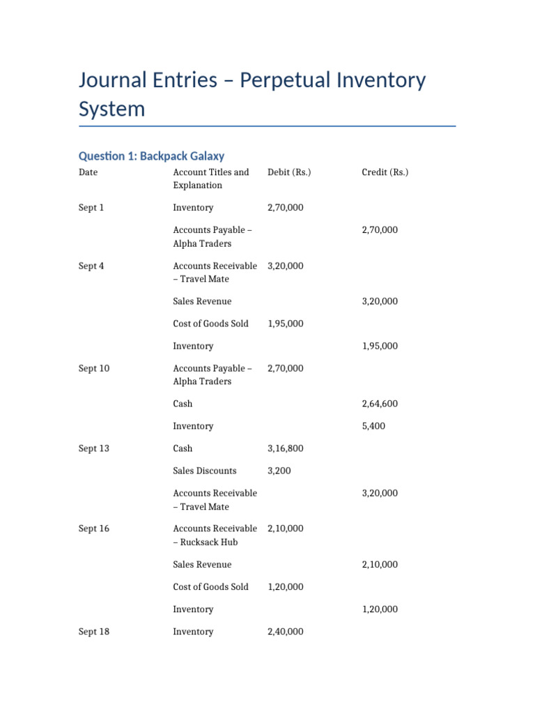 Journal Entries Perpetual System | PDF | Debits And Credits | Inventory