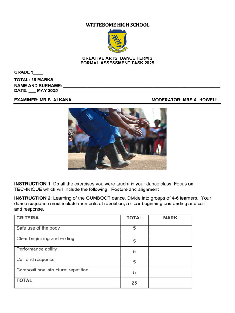 Grade 9 Term 2 Dance Practical 2025 | PDF | Learning | Cognition