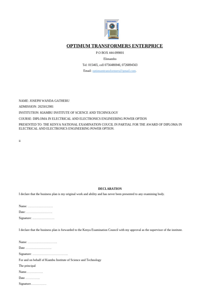 Optimum Transformers Enterprices | PDF | Income Statement | Taxes