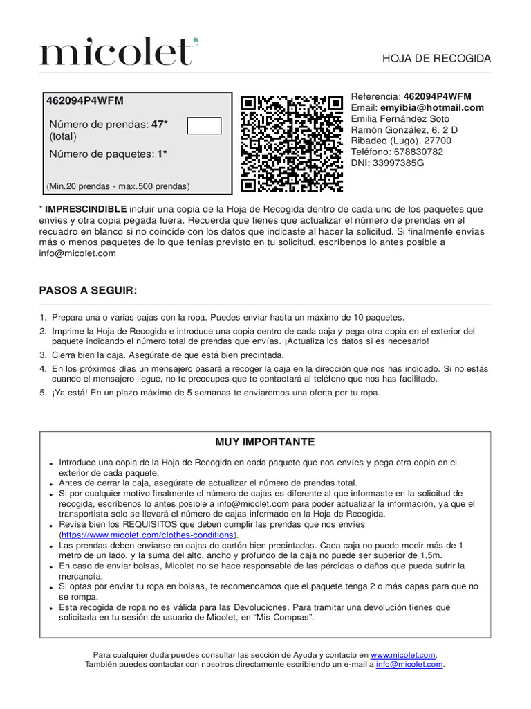 Micolet Recogida 462094P4WFM | PDF