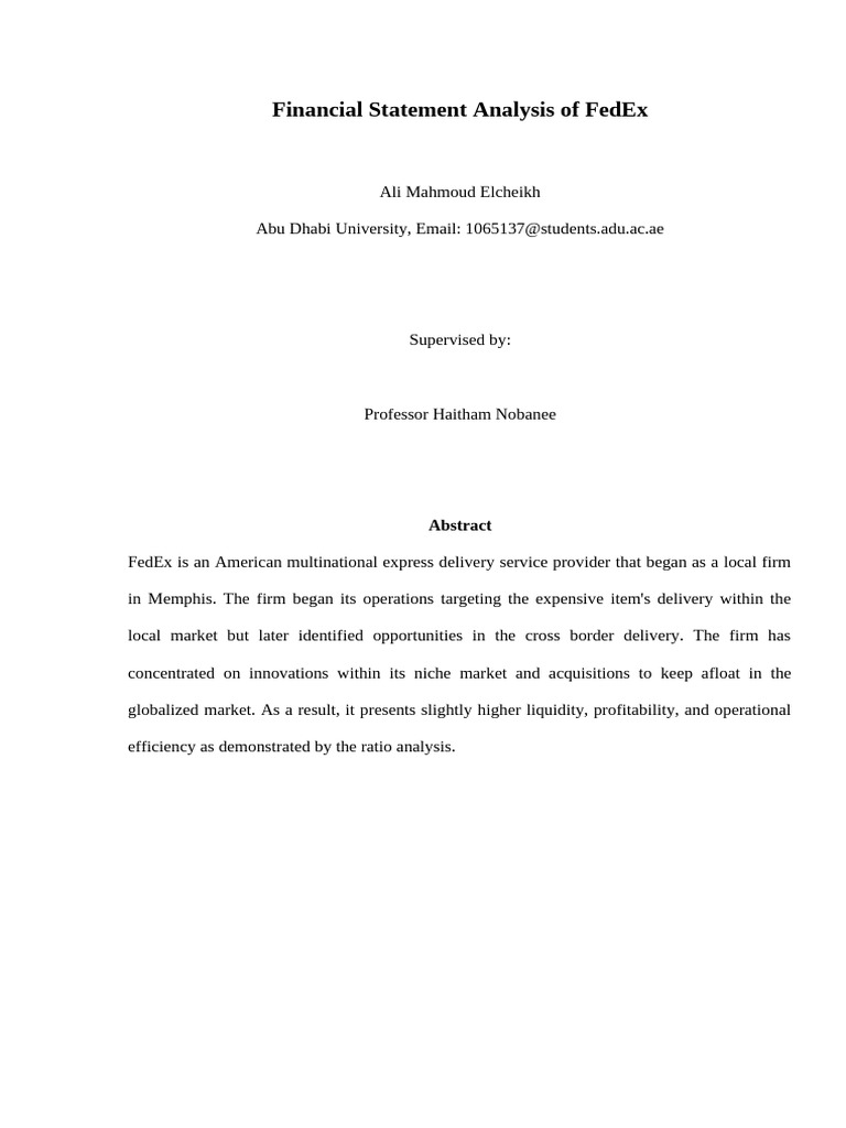 Financial Statement Analysisof Fed Ex | PDF | Equity (Finance) | Debt