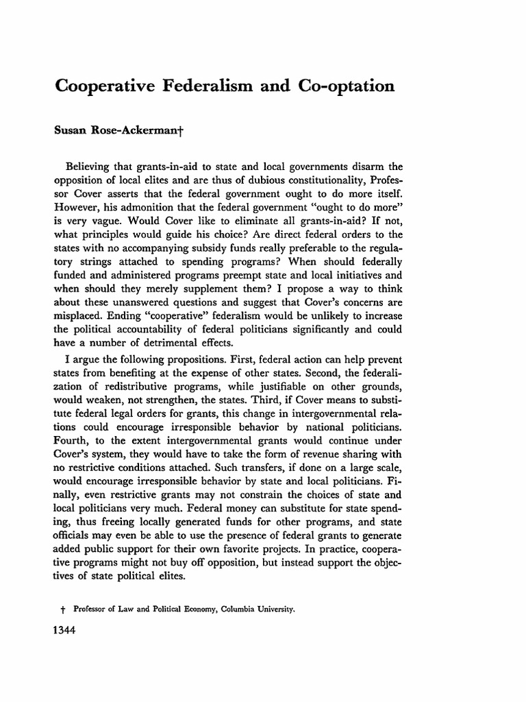Cooperative Federalism and Co-Optation | PDF | Taxes | Government