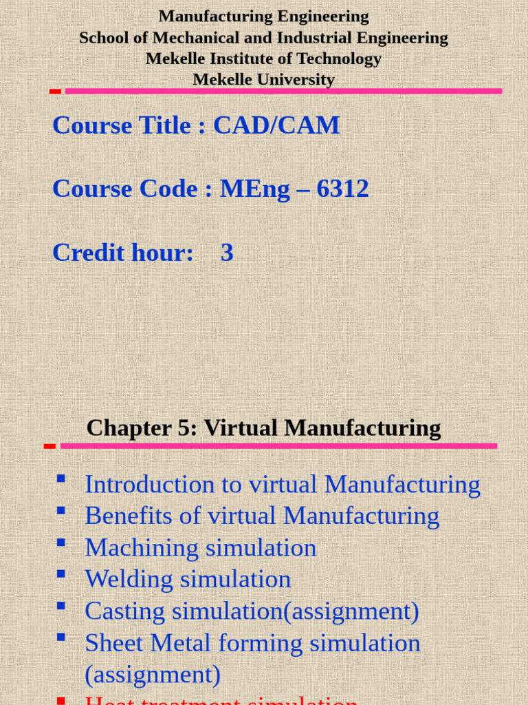 Chapter 5 -MaEng 6312 CAD CAM Virtual Manufacturing | PDF | Simulation | Virtual Machine