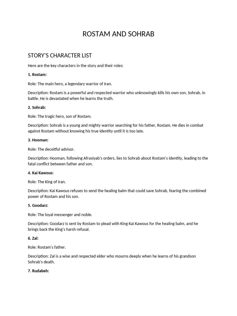 Interpretation of Rostam and Sohrab | PDF | Hero