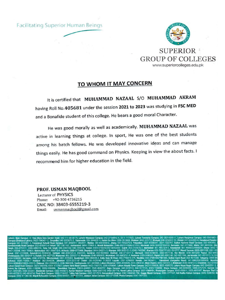 Refrence Letter 1 | PDF
