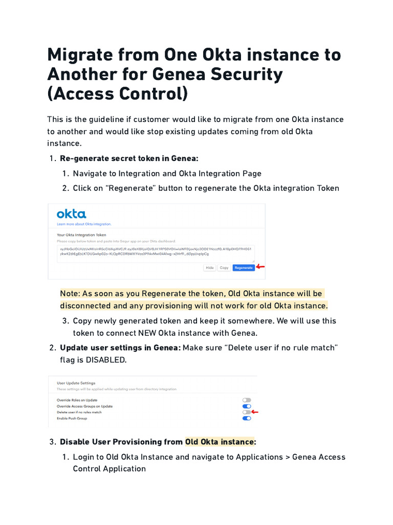 Migrate From One Okta Instance To Another For Genea Security (Access ...