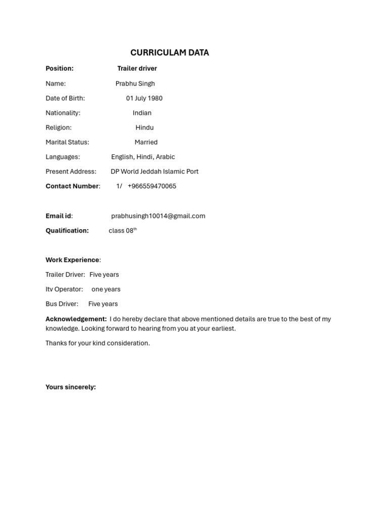 Prabhu's Resume 1 | PDF