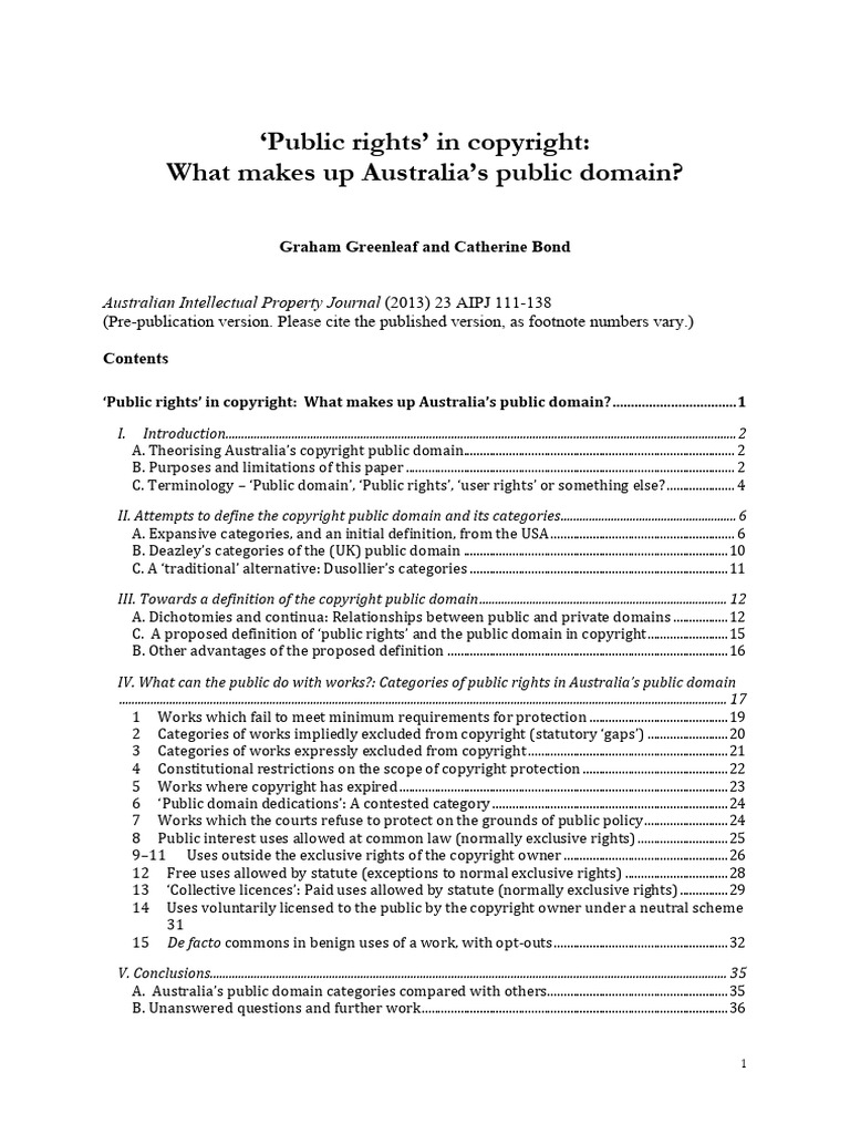 Public Rights in Copyright: What Makes Up Australia's Public Domain ...