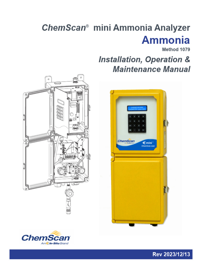 ChemScan Mini Ammonia Manual Method 1079 | PDF | Ultraviolet | Valve