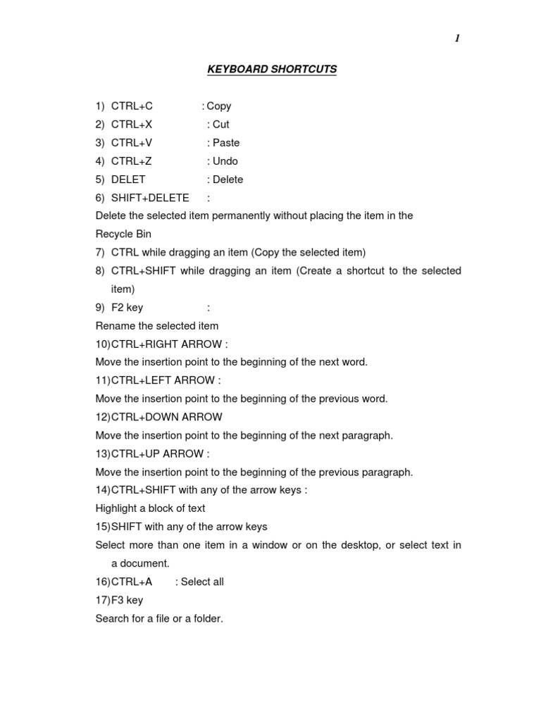 1000 Keyboard Shortcuts | PDF | Command Line Interface | Computer Keyboard
