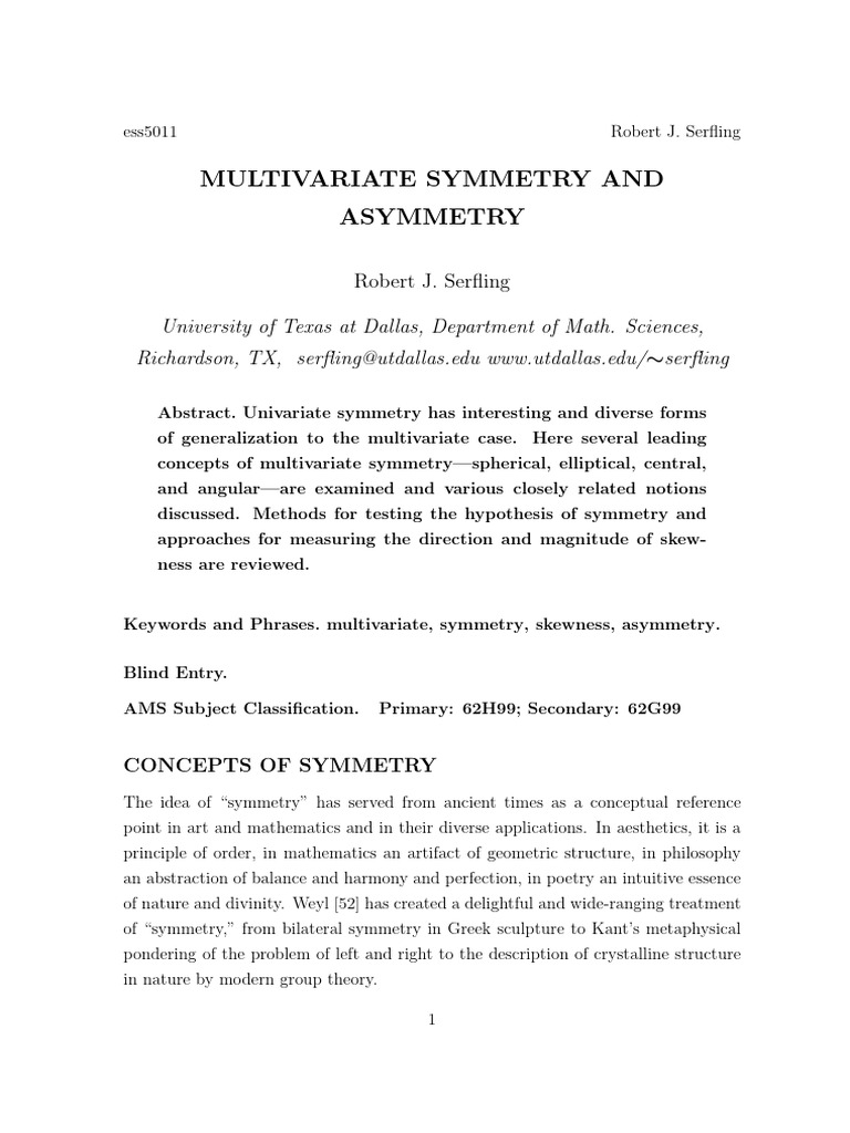 Multivariate Symmetry and Asymmetry 49mweso63c | PDF | Skewness ...