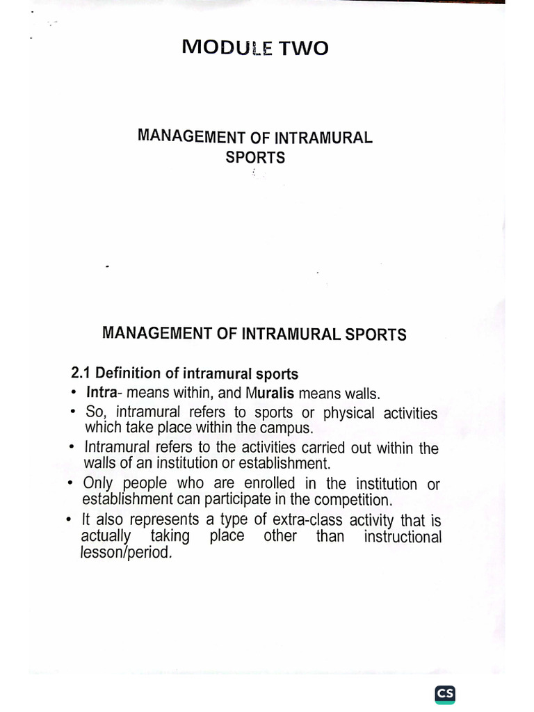 Management of Intramural Sports | PDF