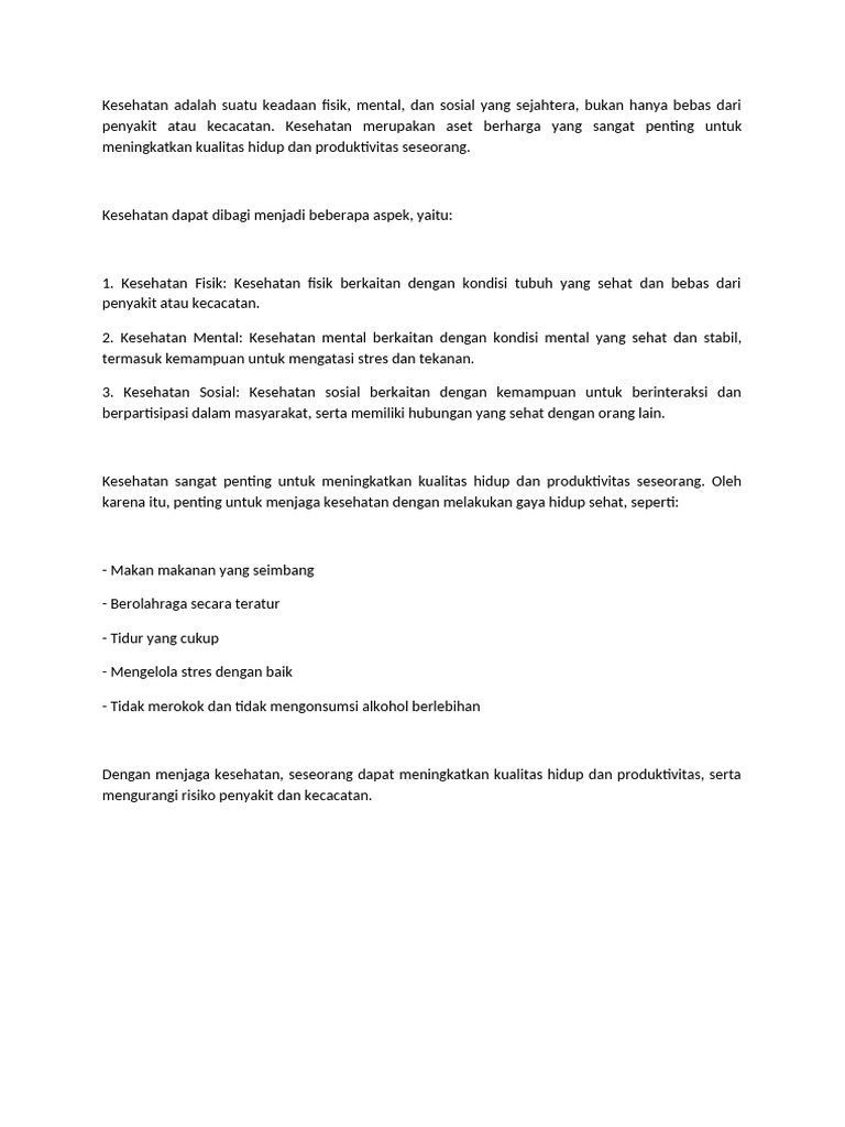 Pengertian Kesehatan | PDF