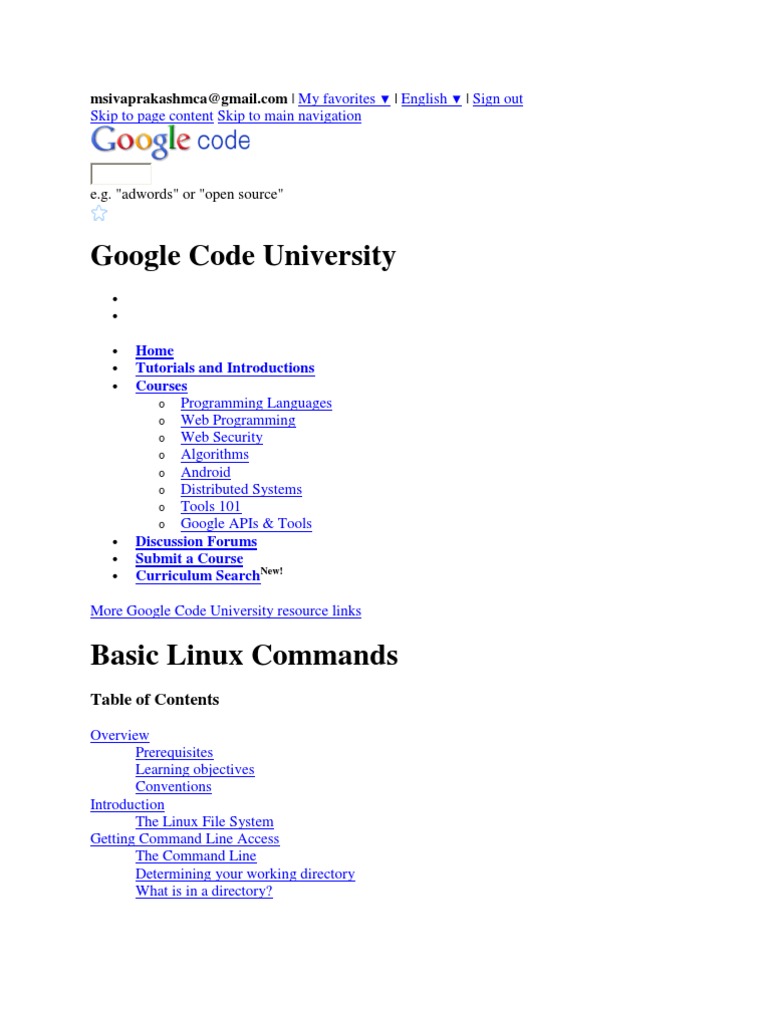 Google Code University: Home Tutorials and Introductions Courses | PDF | Command Line Interface ...