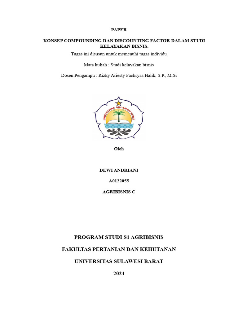 Dewi Andriani A0122055-Studi Kelayakan Bisnis | PDF