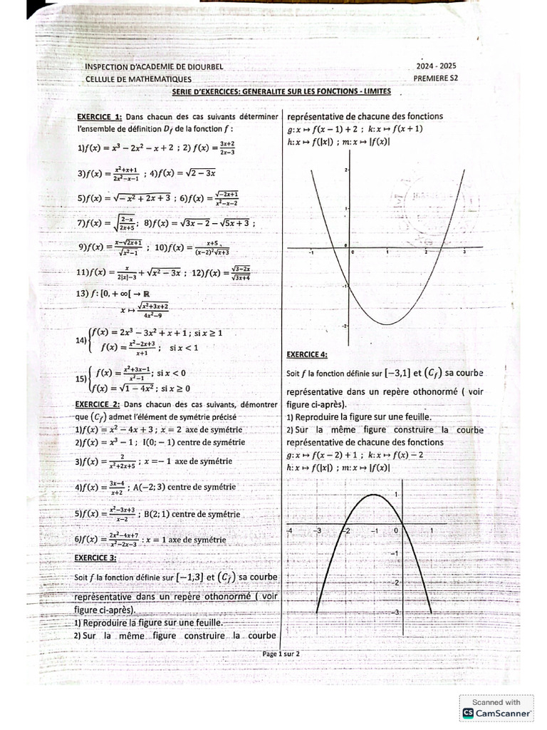 TD Math 1er S1 MR Ndour | PDF