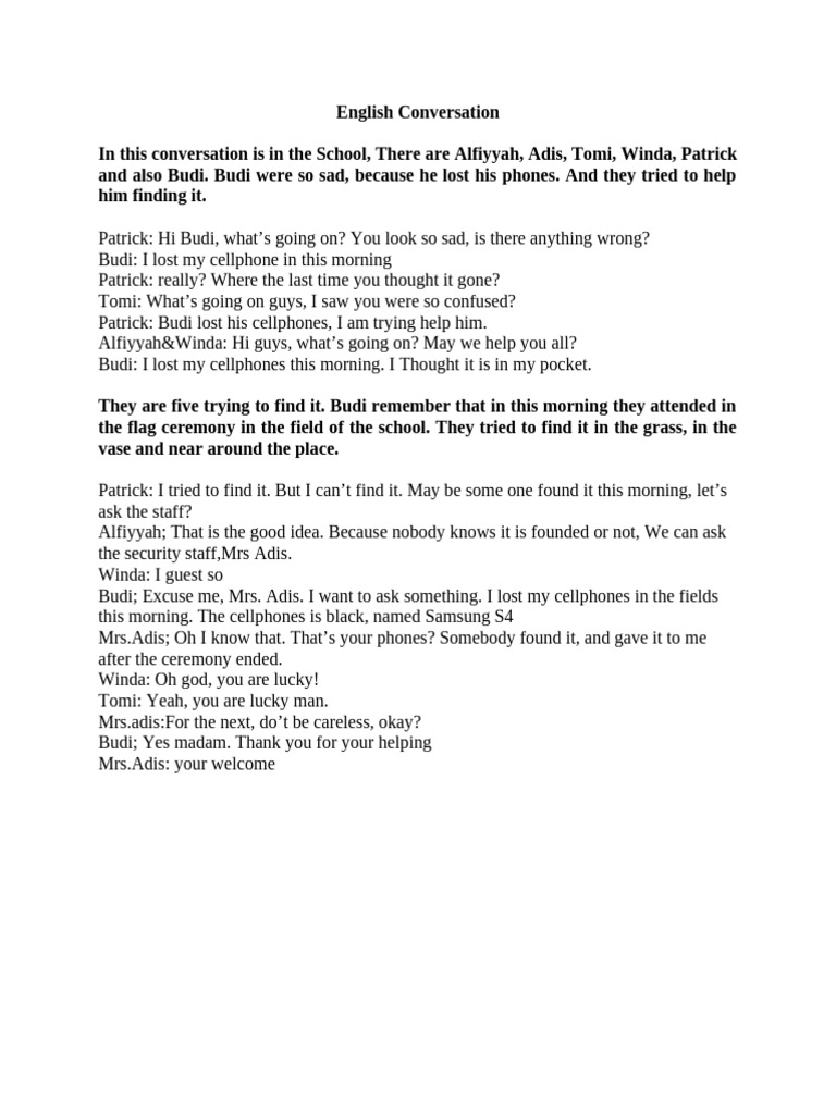 Conversation Kelas 6 | PDF