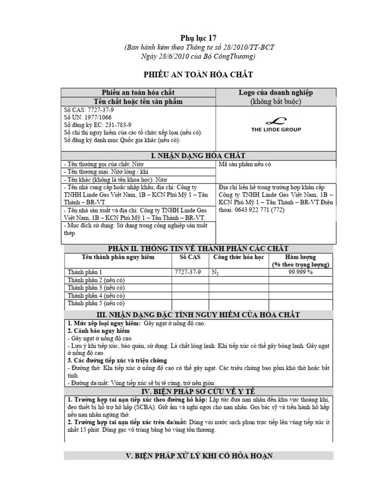 MSDS - Nito (Linde) | PDF