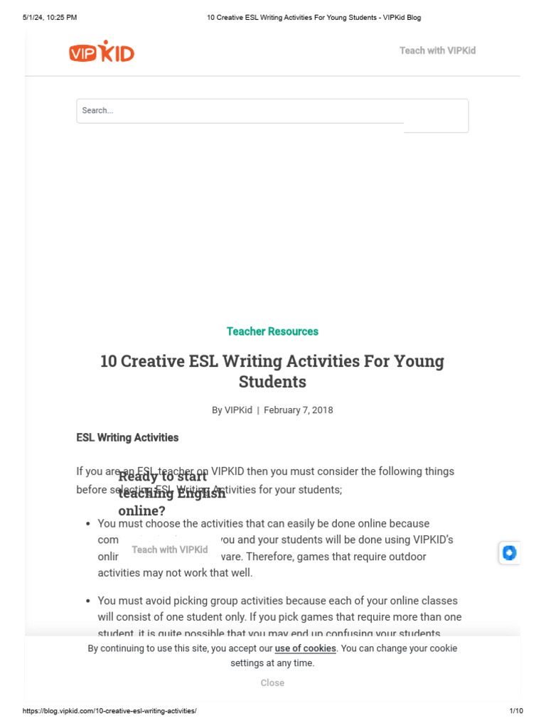 10 Creative ESL Writing Activities For Young Students - VIPKid Blog ...