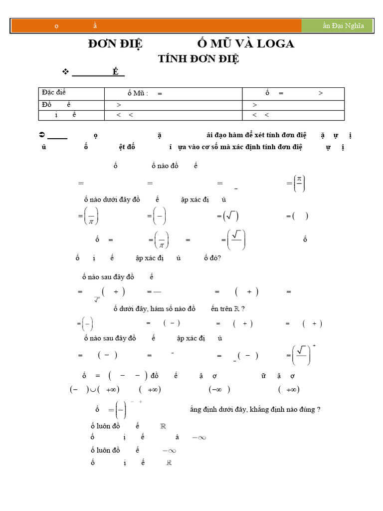 đơn điệu mũ và loga | PDF