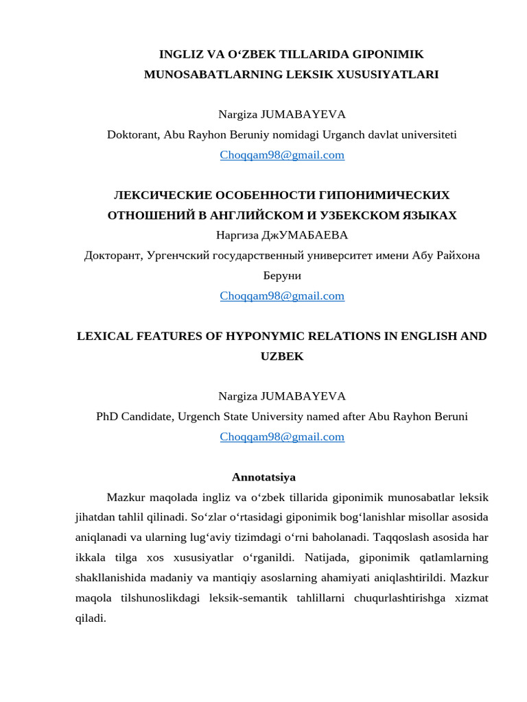 Maqola 1. 22.04.2025. Nargiza | PDF