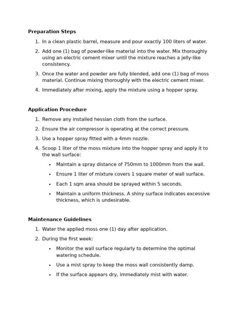 Moss application proceedure | PDF