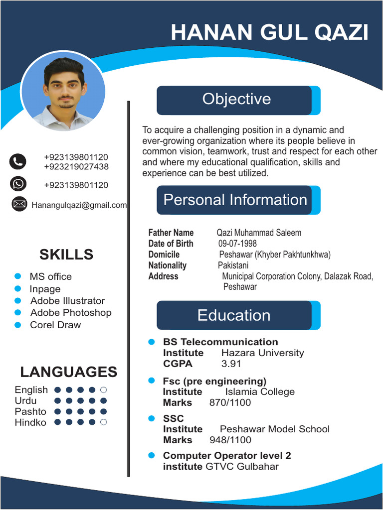 Corel Draw Skills CV of Hanan Qazi | PDF