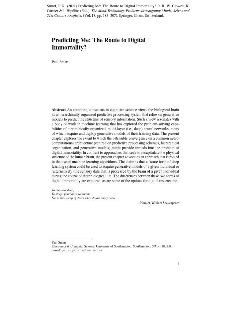 Predicting Me. Research On Dogital Immortality | PDF | Deep Learning ...