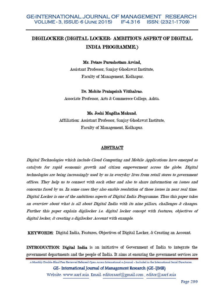 Research Paper On Digilocker | PDF | Academic Journal | Open Access