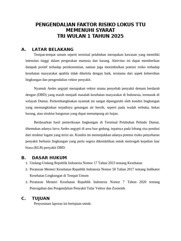 6. Laporan Faktor Risiko Yang Dikendalikan Pada Pemeriksaan Lingkungan TTU | PDF
