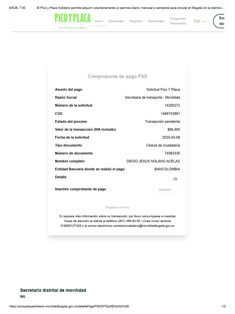 Comprobante de Pago PSE: Sop Téc | PDF