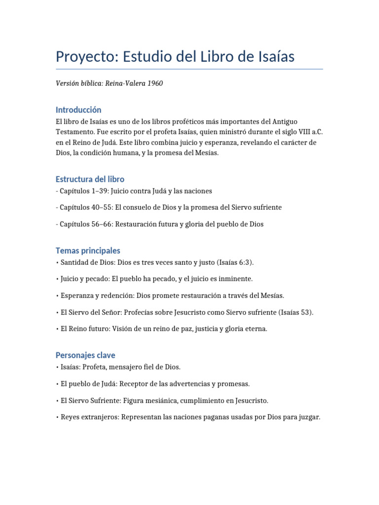 Proyecto Estudio Isaias ReinaValera1960 | PDF