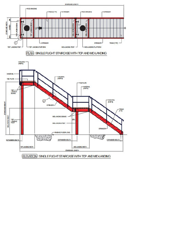 Single Flight Stair Case Top Mid Landing | PDF