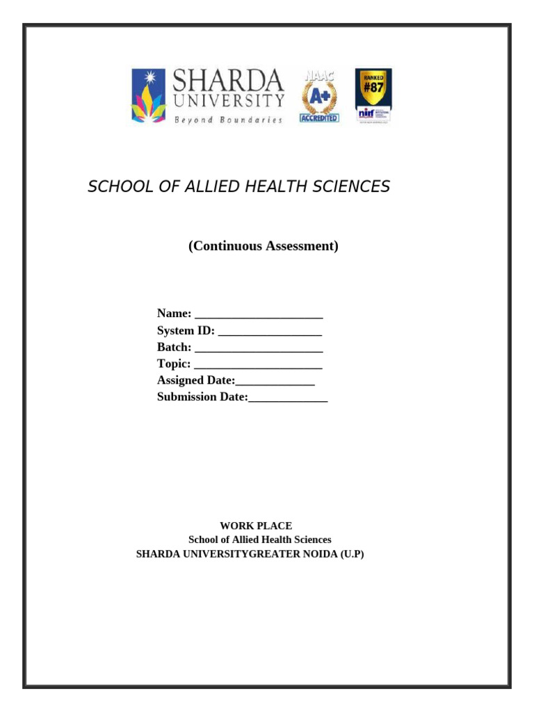 School of Allied Health Sciences: (Continuous Assessment) | PDF