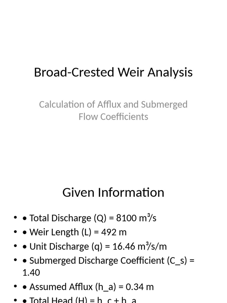 Broad Crested Weir Analysis | PDF