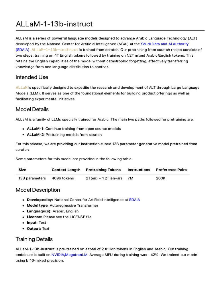 ALLaM 1 1 13b Instruct Model Card | PDF | Computational Neuroscience ...