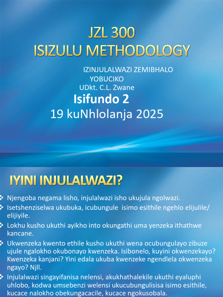 Ukuhlaziywa Kwezinjulalwazi Zobulili | PDF