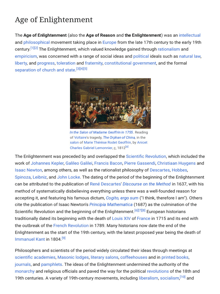 Age of Enlightenment - Wikipedia | PDF | Age Of Enlightenment