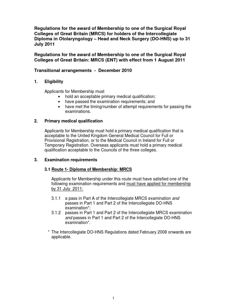 02a MRCS ENT Regulations | PDF | Social Institutions | Social Science