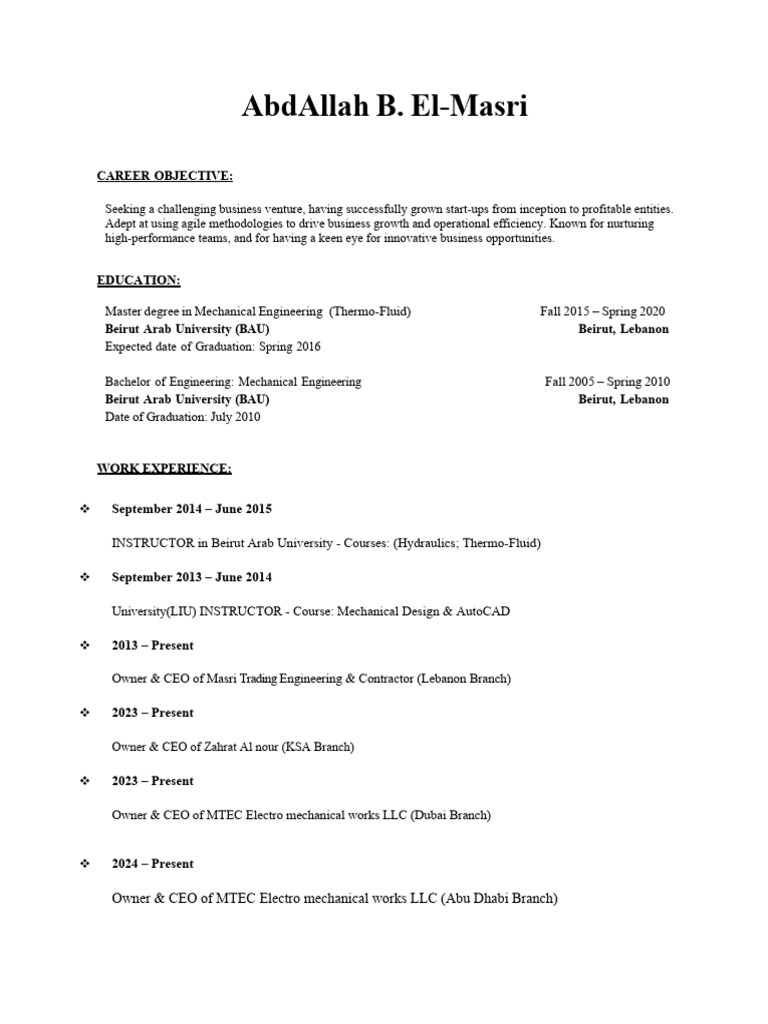 AbdAllah El-Masri CV Updated | PDF