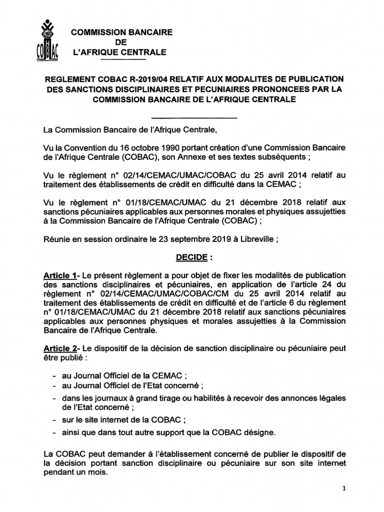 Reglement Cobac R-201904 | PDF