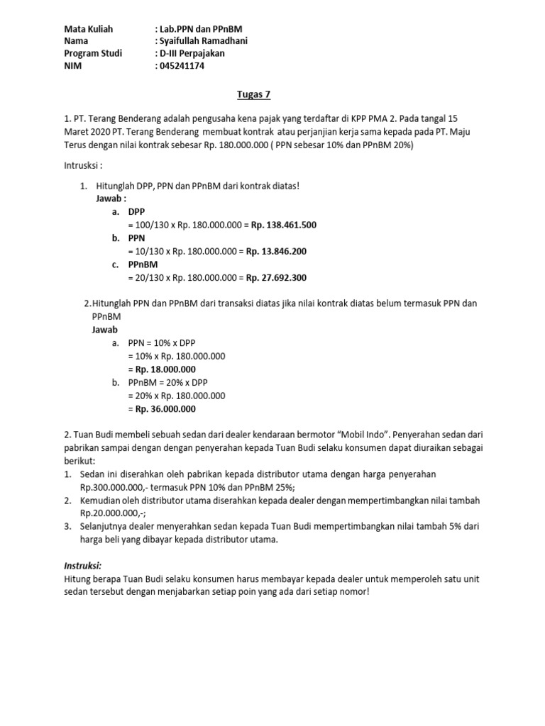 Tugas 7 Lab PPN Dan PPNBM - Syaifulah Ramadhani - 045241174 | PDF