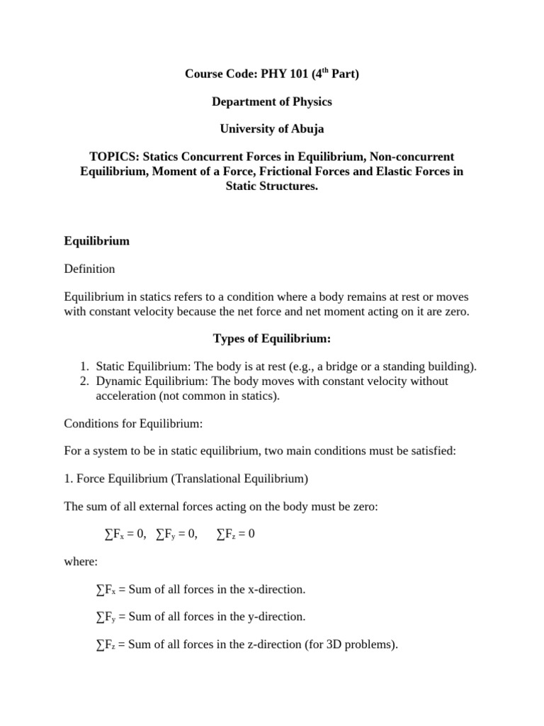 PHY 101 UofA-1 | PDF | Friction | Force